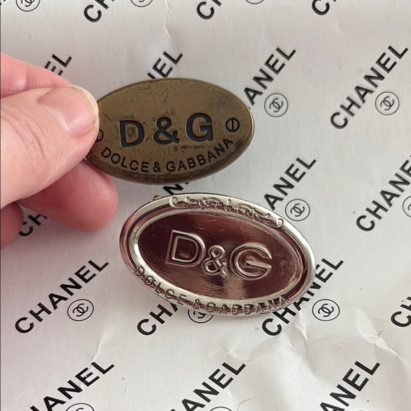 D&G | Accessories | Dg Logo Plaques In Gold And Silver Set Emblem ...